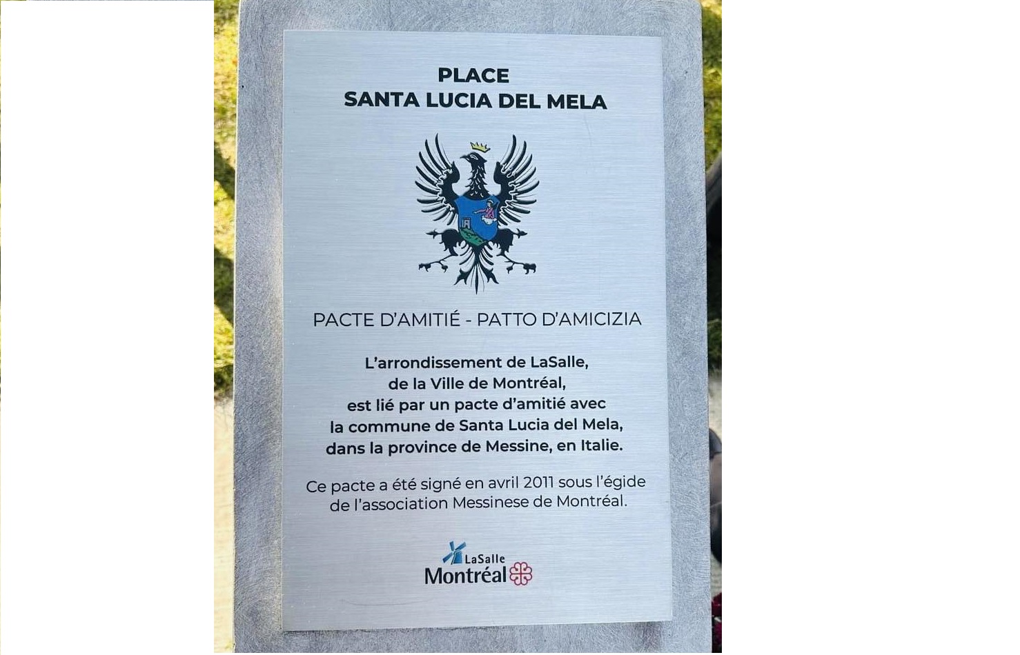 A Lasalle, in Canada, inaugurata una piazza dedicata a Santa Lucia del Mela